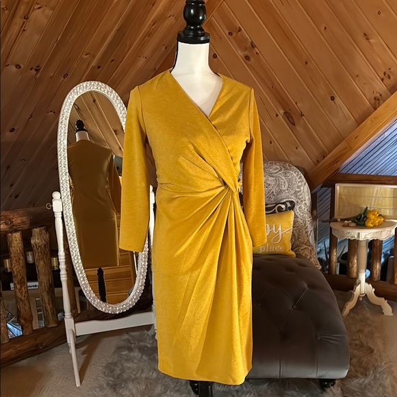 Kasper | Dresses | Kasper Yellow Gold Long Sleeve Sheath Dress | Poshmark